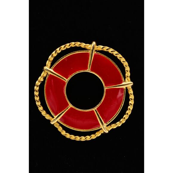 Unbranded | Jewelry | Vintage Buoy Pin Brooch Life Saver Bright Red ...